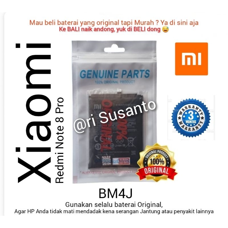 Jual Baterai Xiaomi Redmi Note 8 Pro BM4J Asli (Original 100%) batere ...