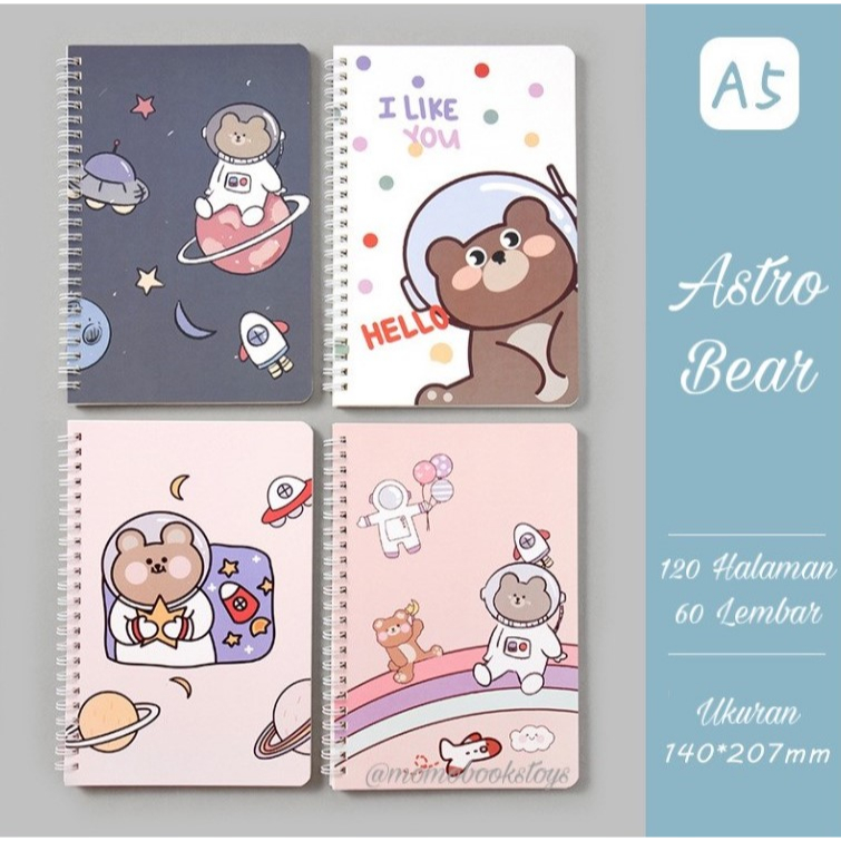 Jual Buku Catatan / Ruled Notebook MOKA MK-5145 A5 Astro Bear | Shopee ...