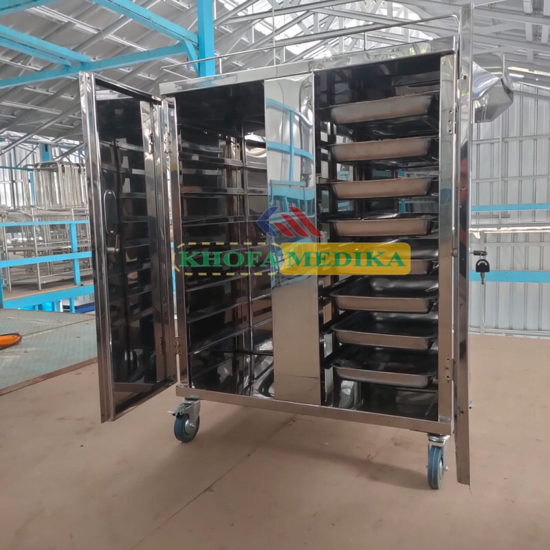 Jual Food Trolley Stainless 16 Susun Troli Makan Plus 16 Tray Nampan ...