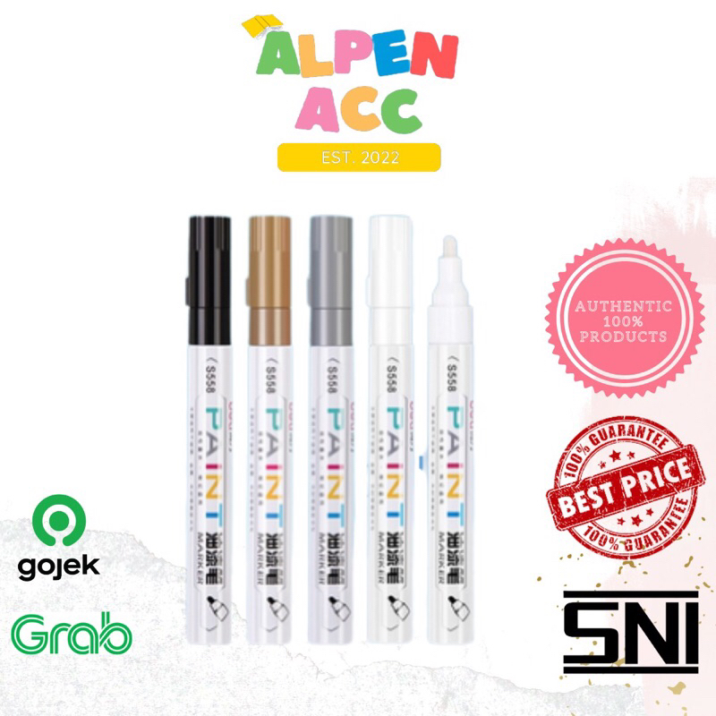 Jual Deli paint marker / spidol gambar permanent white, black, silver ...