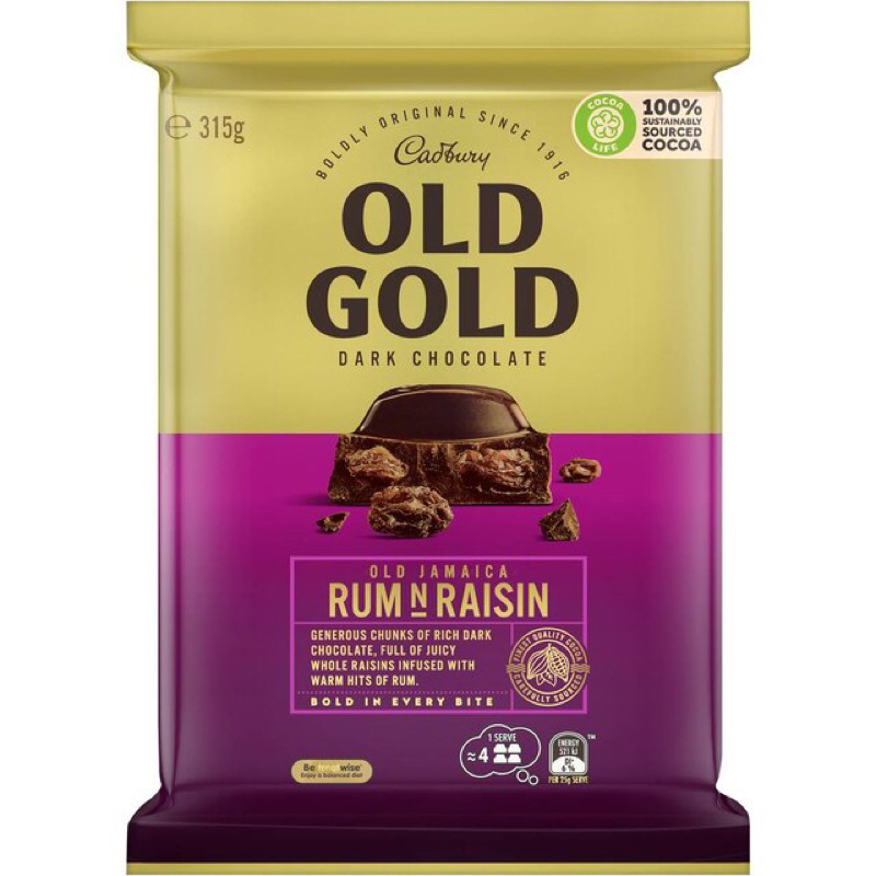 Jual Cadbury Old Gold Dark Chocolate Old Jamaica Rum & Raisin 315g ...