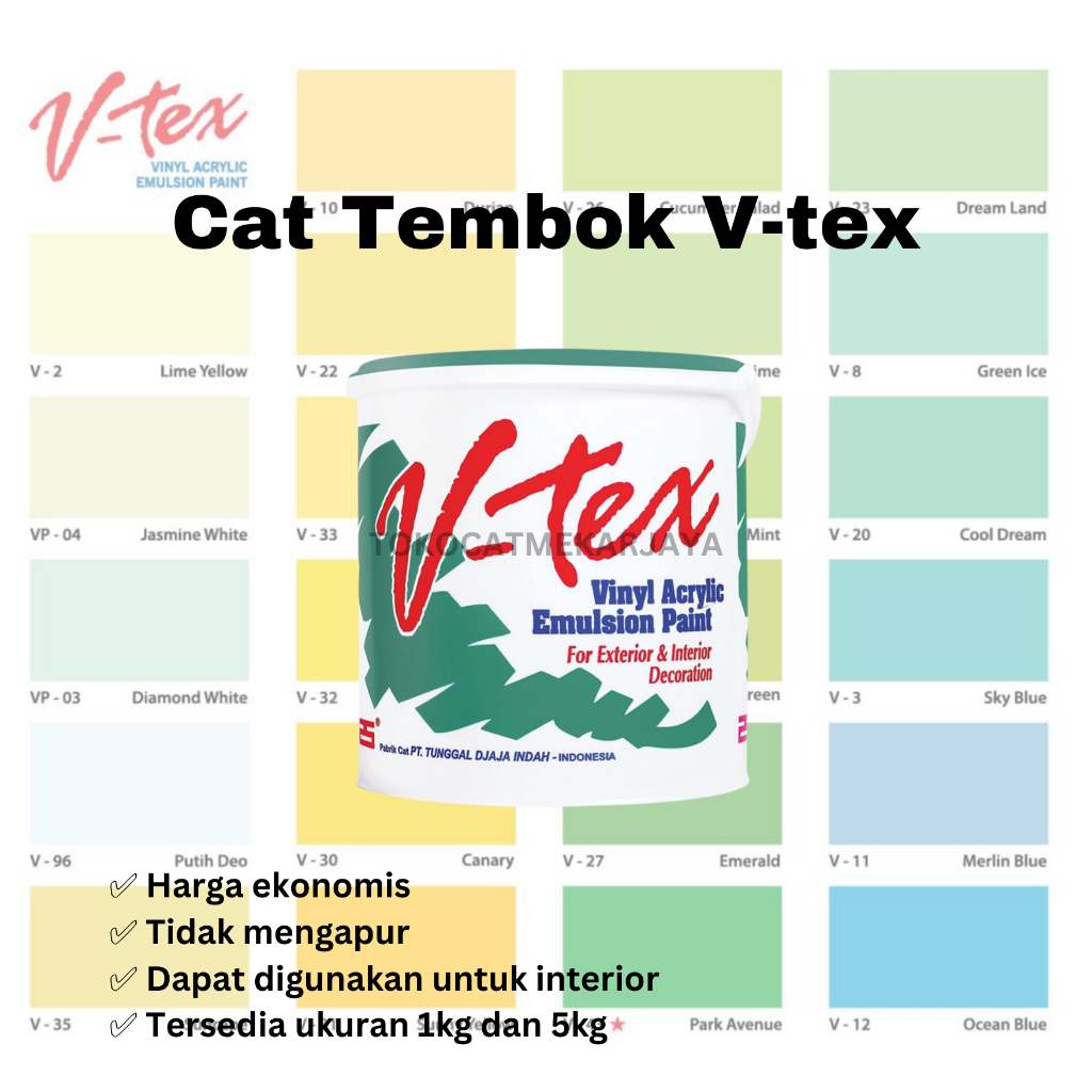 Jual Cat Tembok V-tex / Cat tembok murah ekonomis tidak mengapur 5kg ...