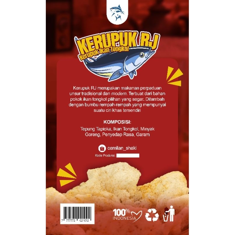 Jual KERUPUK RJ IKAN TONGKOL 50GR (standing pouch) | Shopee Indonesia