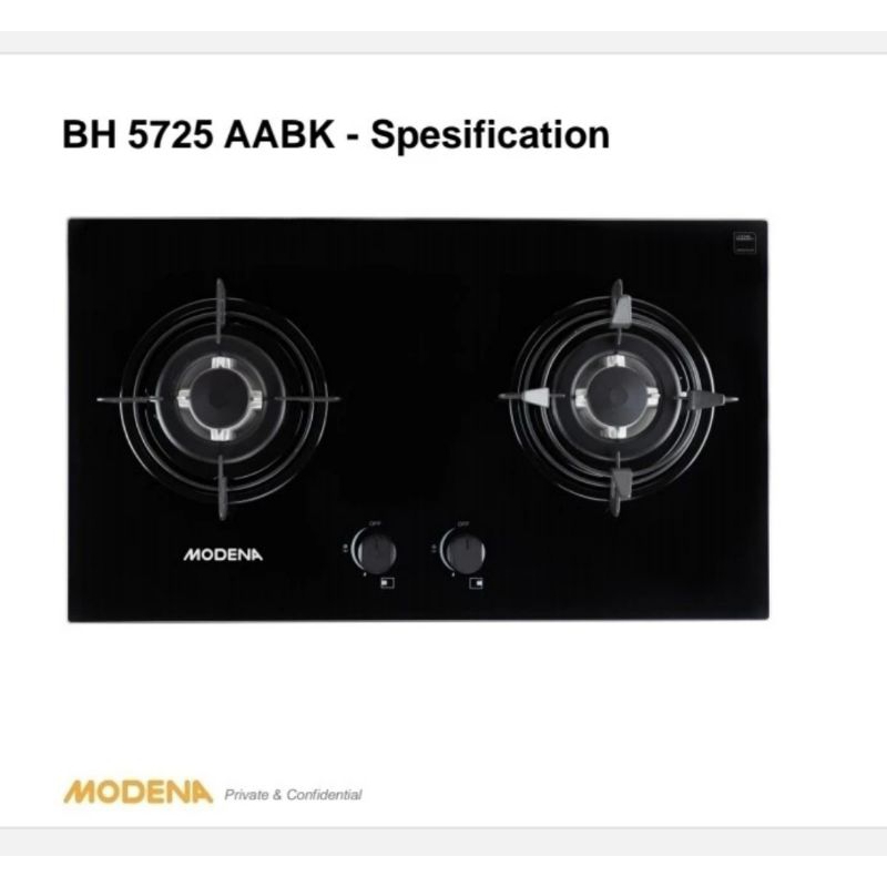 Jual Kompor tanam gas modena BH 5725 AABK / BH 2725 Gabk / 2 tungku ...