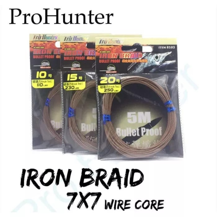 Jual Kevlar Pro Hunter Iron Braid Bullet Proof Assist Line with Wire ...