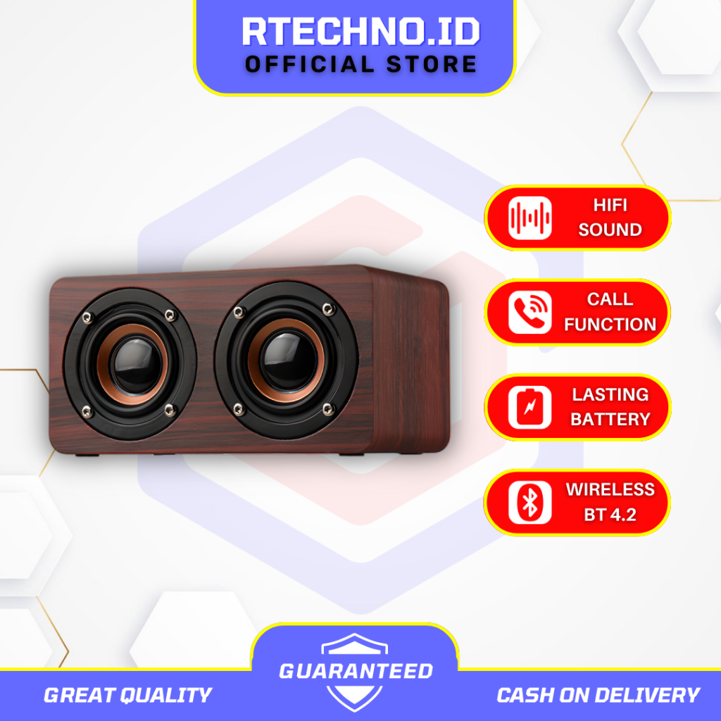 Jual Speaker Bluetooth Kayu : Hi-Fi Sound, Call Function, 6 Hours Play ...