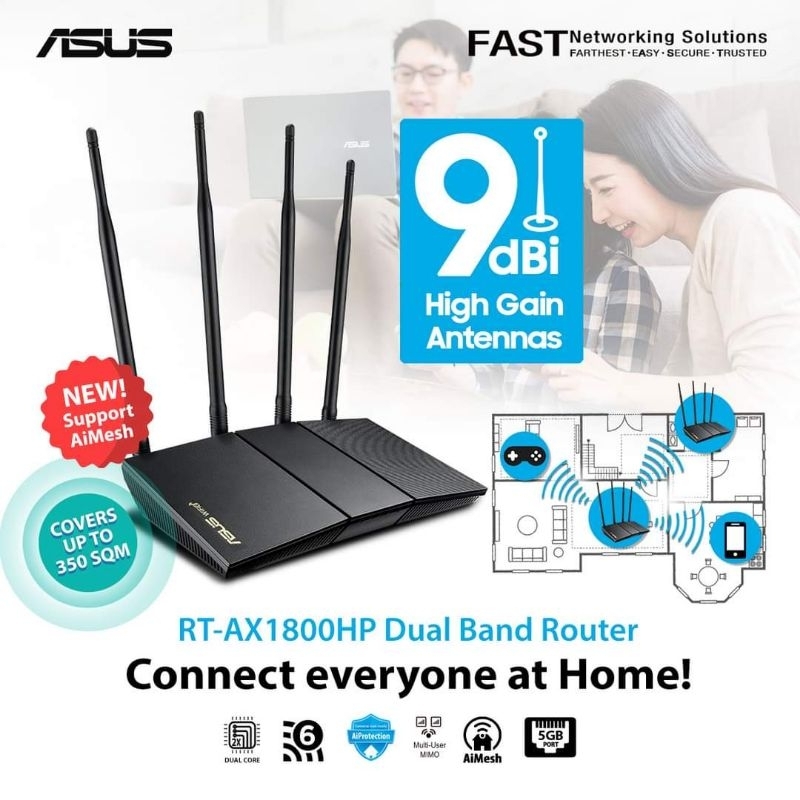 Jual ASUS RT-AX1800HP Dual Band Wifi Router Ultra High Power ( Upgrade ...