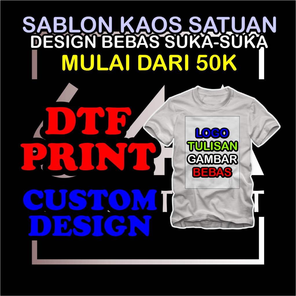 Jual 64A SABLON KAOS SATUAN CUSTOM LOGO/TULISAN?GAMBAR | Shopee Indonesia