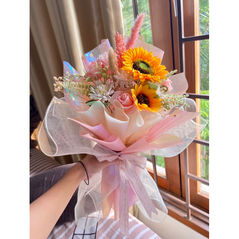 Jual [READY & CUSTOME] RAINBOW BOUQUET ARTIFICIAL / BUNGA MATAHARI ...