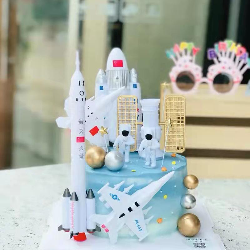 Jual 7PC TOPPER KUE HIASAN CAKE ULANG TAHUN ROKET ASTRONOT PESAWAT ...