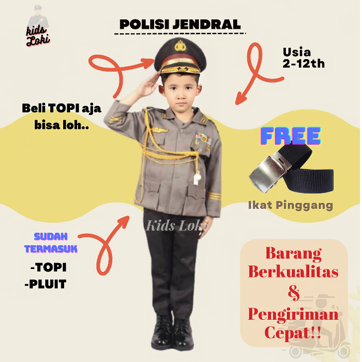 Jual baju polisi anak Kostum Profesi POLISI JENDRAL Cilik Stelan Polisi ...