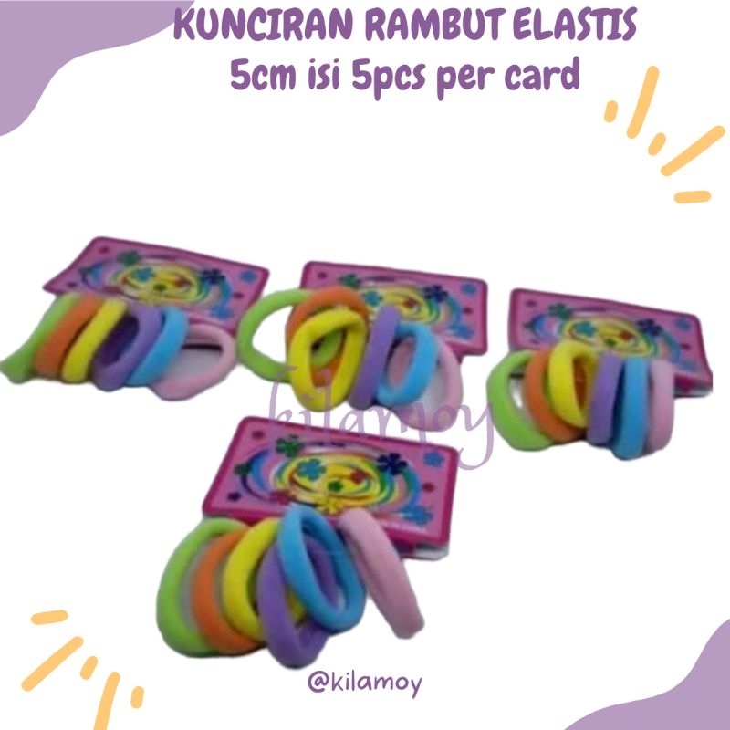 Jual Kunciran Rambut Elastis ukuran 5cm isi 5pcs per card | Shopee ...