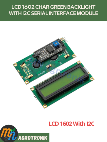 Jual LCD 1602 CHAR GREEN BACKLIGHT WITH I2C SERIAL INTERFACE MODULE ...