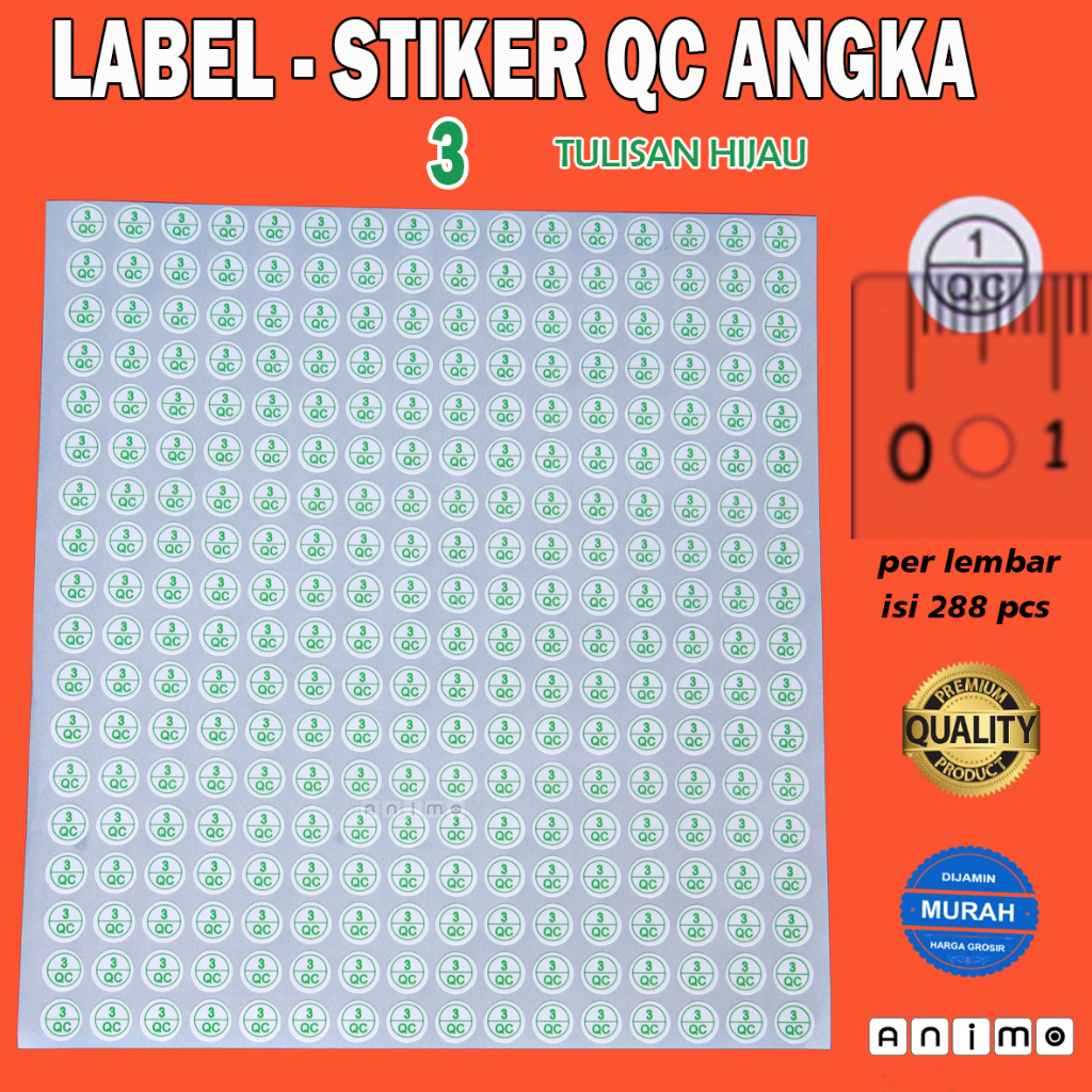 Jual STIKER QC ANGKA - Quality Control Number Sticker 9 MM = 0,9 CM ...