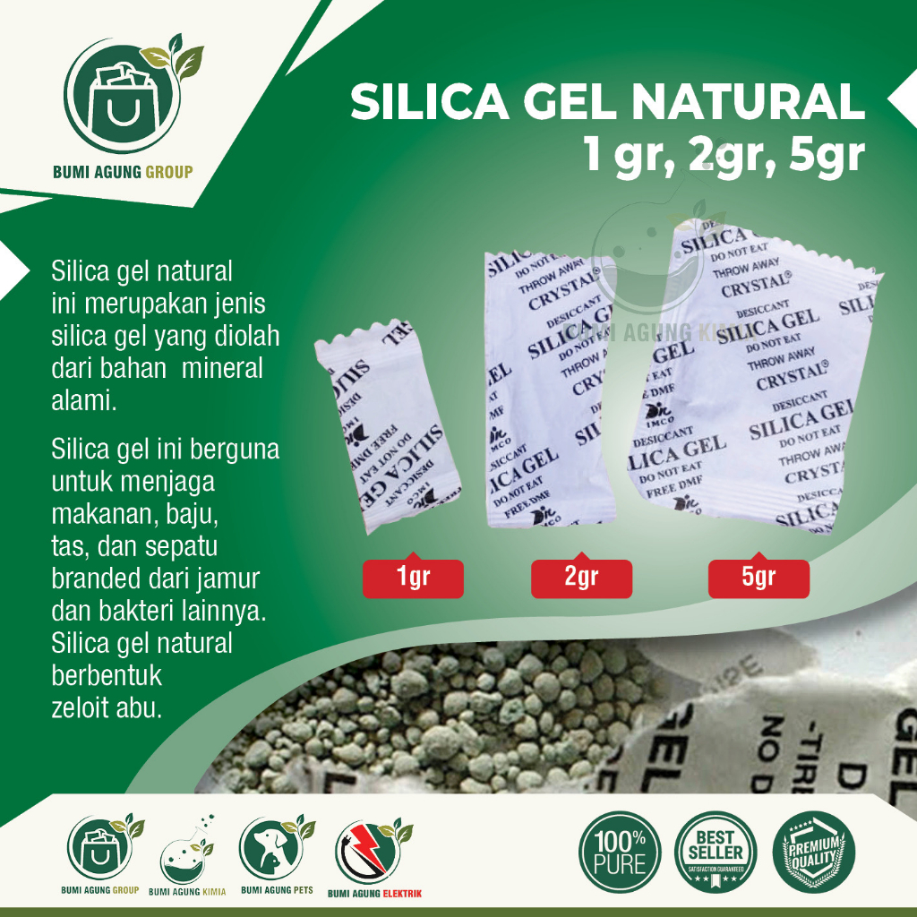 Jual SILICA GEL CRYSTAL NATURAL ALAMI JUMBO 1KG 1/2/5/25/50/100 GRAM ...