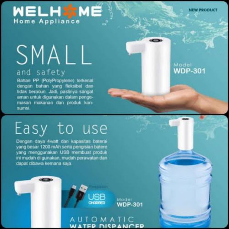 Jual POMPA GALON AIR ELEKTRIK / WATER PUMP MINI ELEKTRIK WELHOME MURAH ...