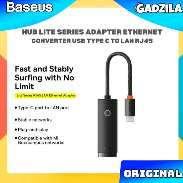 Jual Baseus Lite Ethernet Adapter Port USB Hub Type-C To RJ45 LAN Port ...