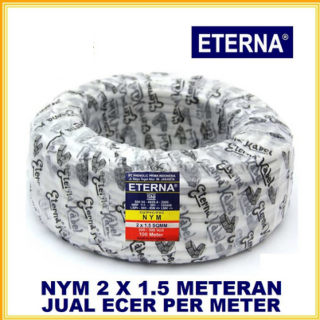 Jual Kabel Listrik Eterna 2x1,5mm / NYM Kawat Tembaga Harga Permeter Kabel Kawat Tembaga 2x1,5mm ...