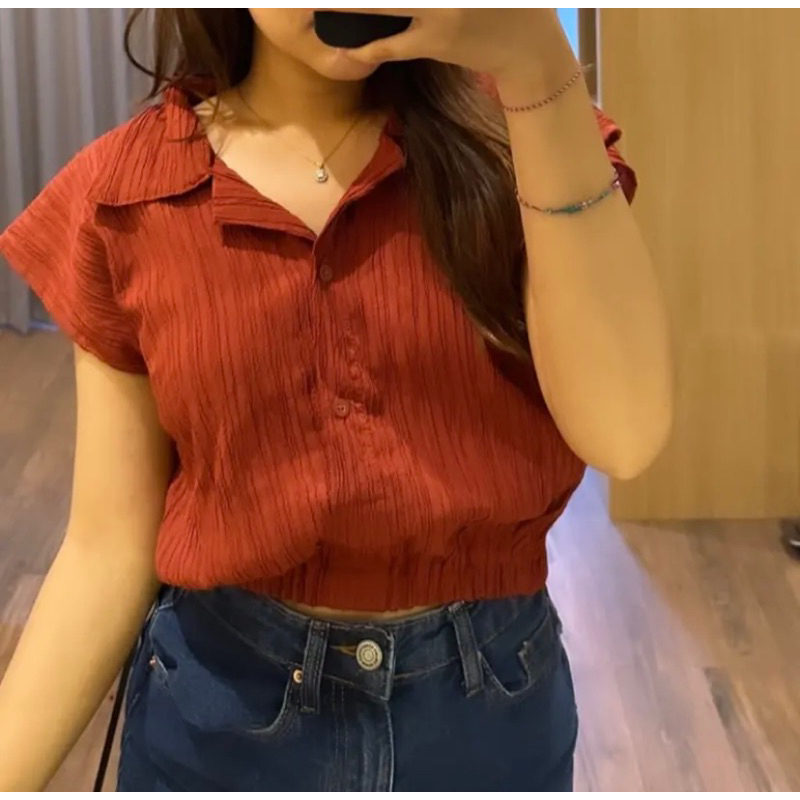 Jual Mona Top / Kemeja basic lady crush | Shopee Indonesia