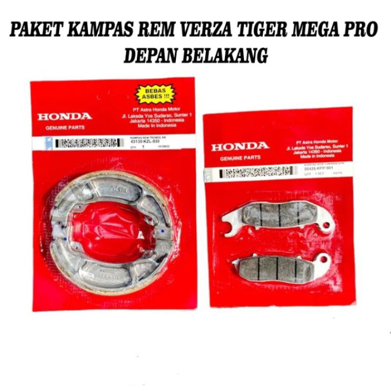 Jual PAKET KAMPAS REM DEPAN BELAKANG VERZA TIGER MEGA PRO OLD (KZL+KPP ...