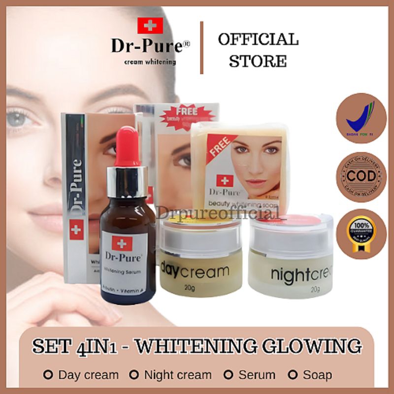 Jual DR PURE SET 4IN1 SUPER WHITENING GLOWING PAKET KRIM DR PURE ...