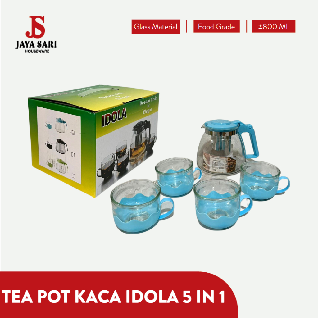 Jual Tea Pot dan Gelas Kaca Idola 5 in 1 | Shopee Indonesia