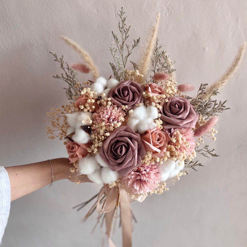 Jual buket pernikahan/ hand buket wedding kode LITYA + corsage ...