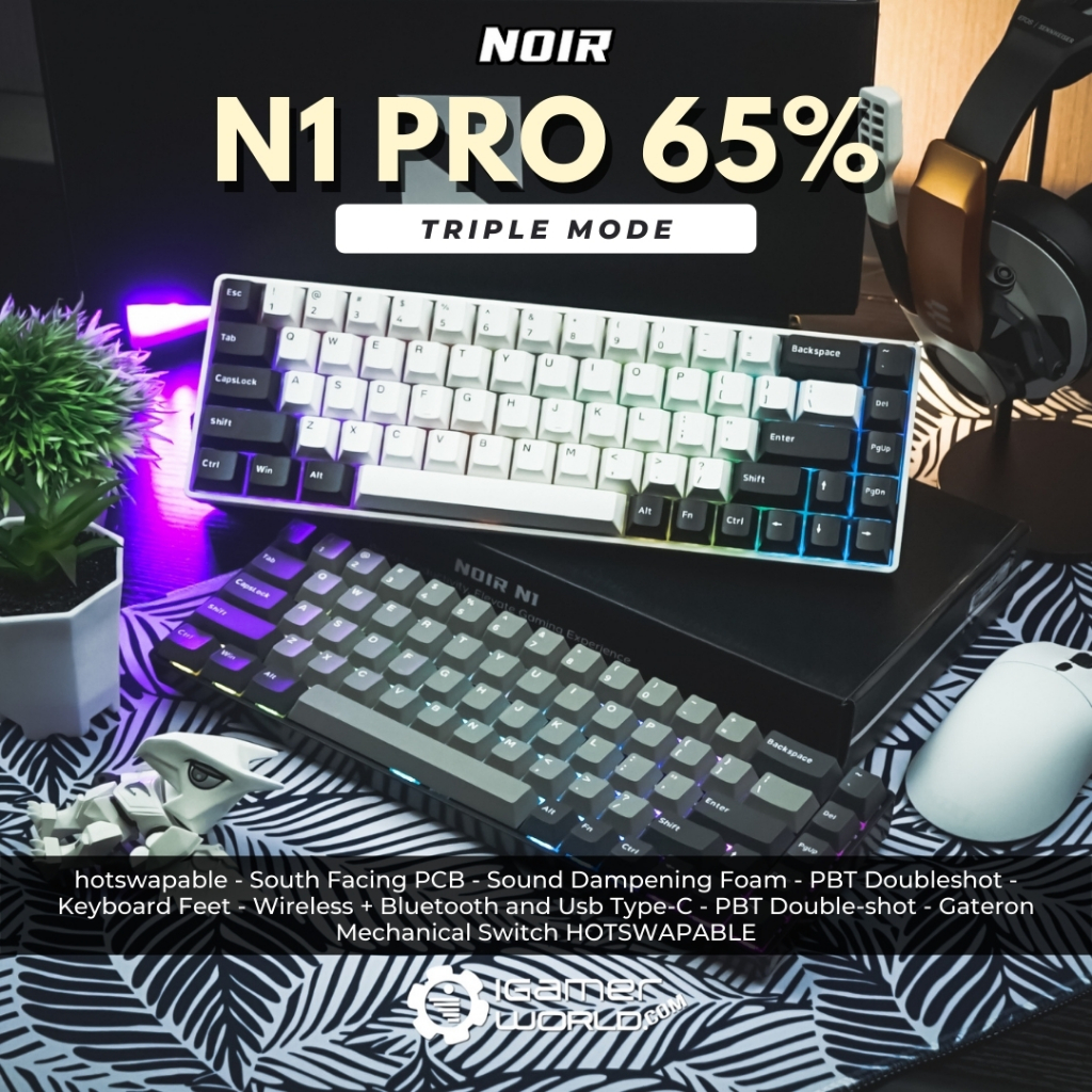 Jual Noir N1 PRO 65% Hotswap Wireless/BT/Wired Mechanical Gaming ...