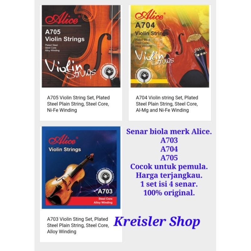 Jual Senar biola Alice A703 A704 A705 tiap set isi 4 senar GDAE Violin ...