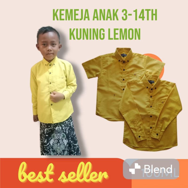 Jual KEMEJA ANAK USIA 3-14TH WARNA KUNING LEMON/KEMEJA/SERAGAM TK/PAUD ...