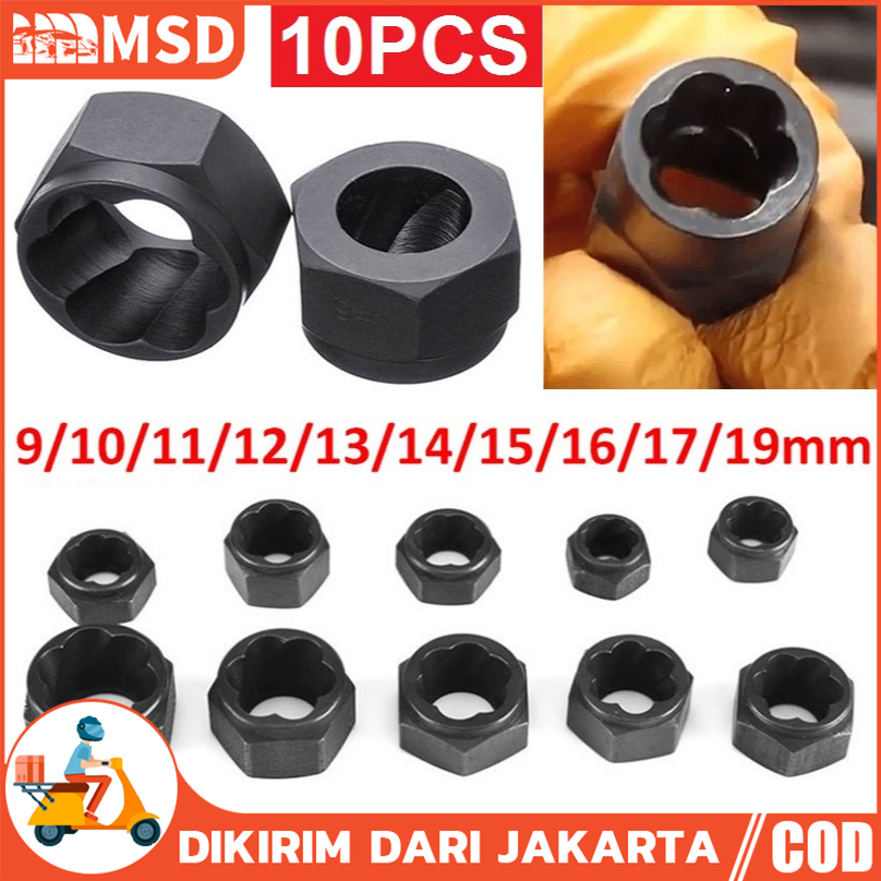 Jual 10 PCS Alat Pembuka Baut Mur Rusak 9mm-19mm Set Kunci Ring pass Damaged Screw Bolt Nut ...