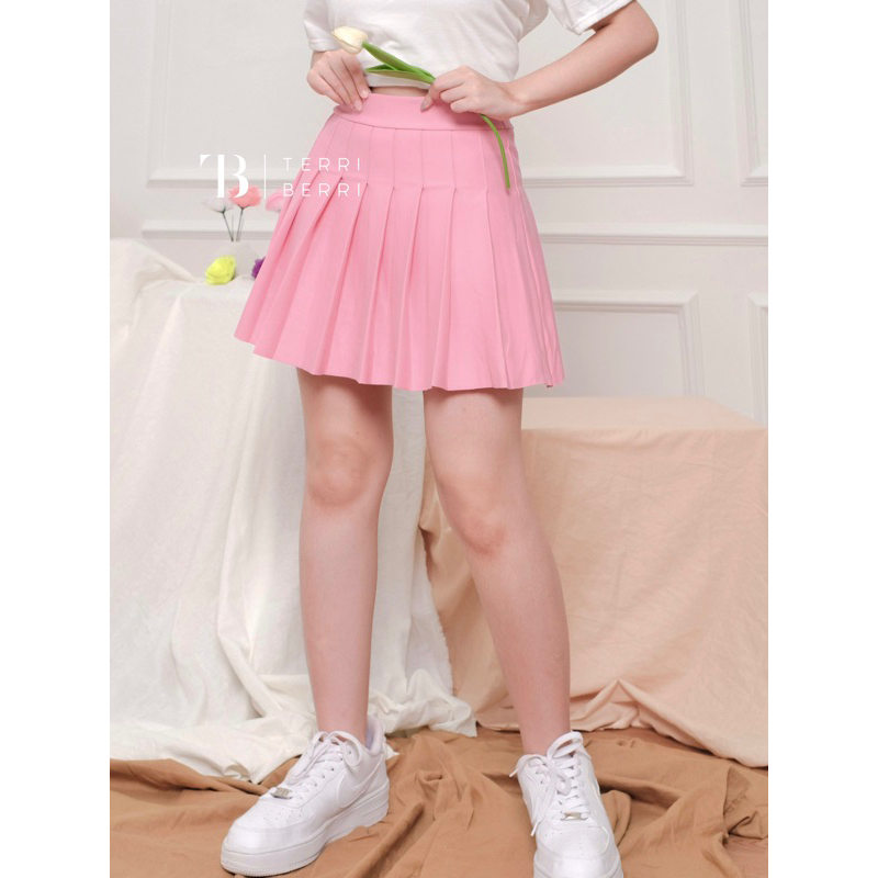 Jual Se-Bin Rok Rempel Korea PREMIUM Korean Polos Plaid Pleated Mini ...