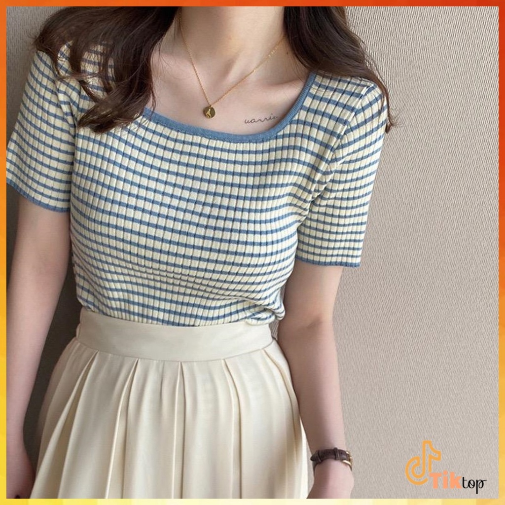 Jual 【Tiktop】Pakaian Wanita Baju Atasan Lengan Pendek Import Wanita ...