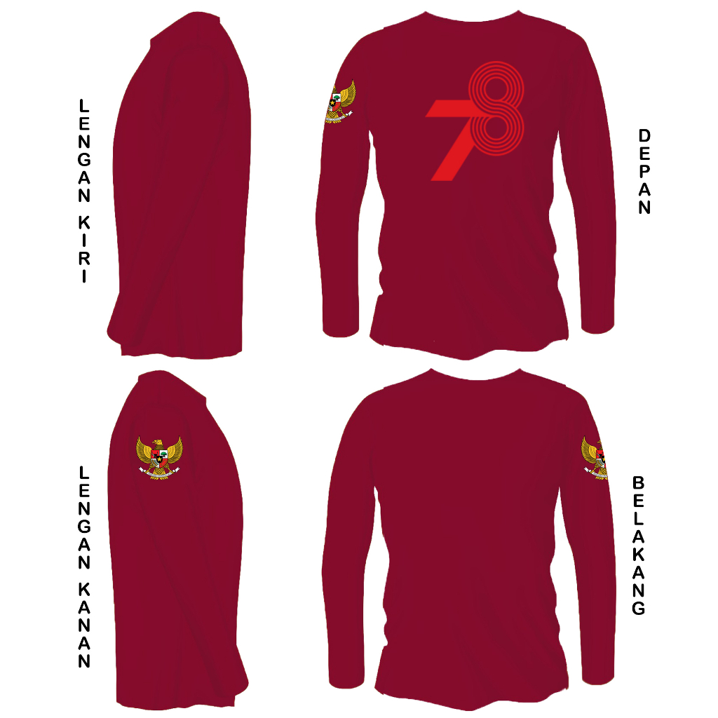 Jual KAOS TANGAN PANJANG DTF | 17 AGUSTUS HUT RI 78 TAHUN GARUDA | KAOS ...