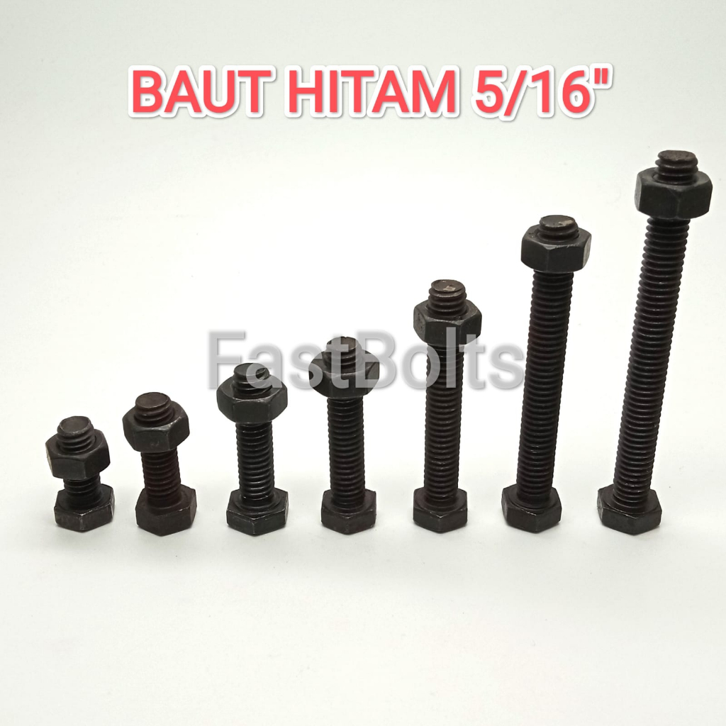 Jual BAUT DAN MUR HITAM KUNCI 12 PANJANG 4CM (5/16"X1 1/2") | Shopee Indonesia