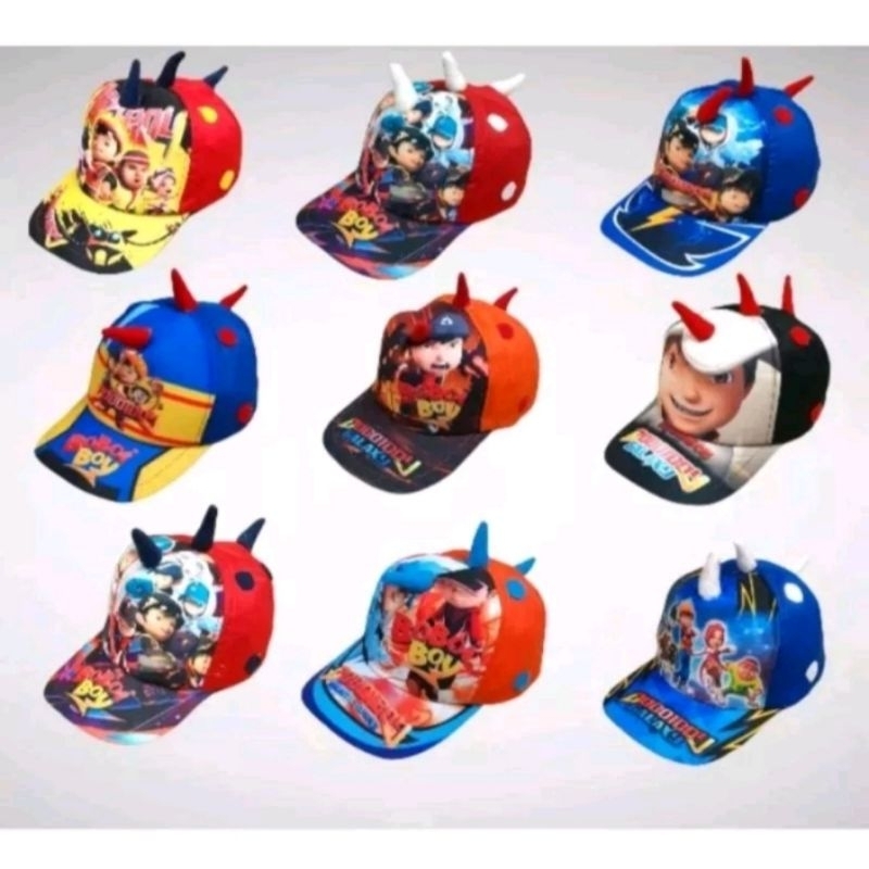 Jual Topi Anak Boboiboy Model Tanduk / Topi Anak Tanduk Motif Boboyboi ...