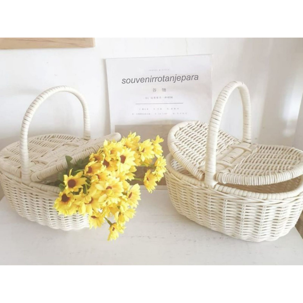 Jual Tas Piknik Rotan Oval / keranjang rotan piknik murah / Tas Rotan ...