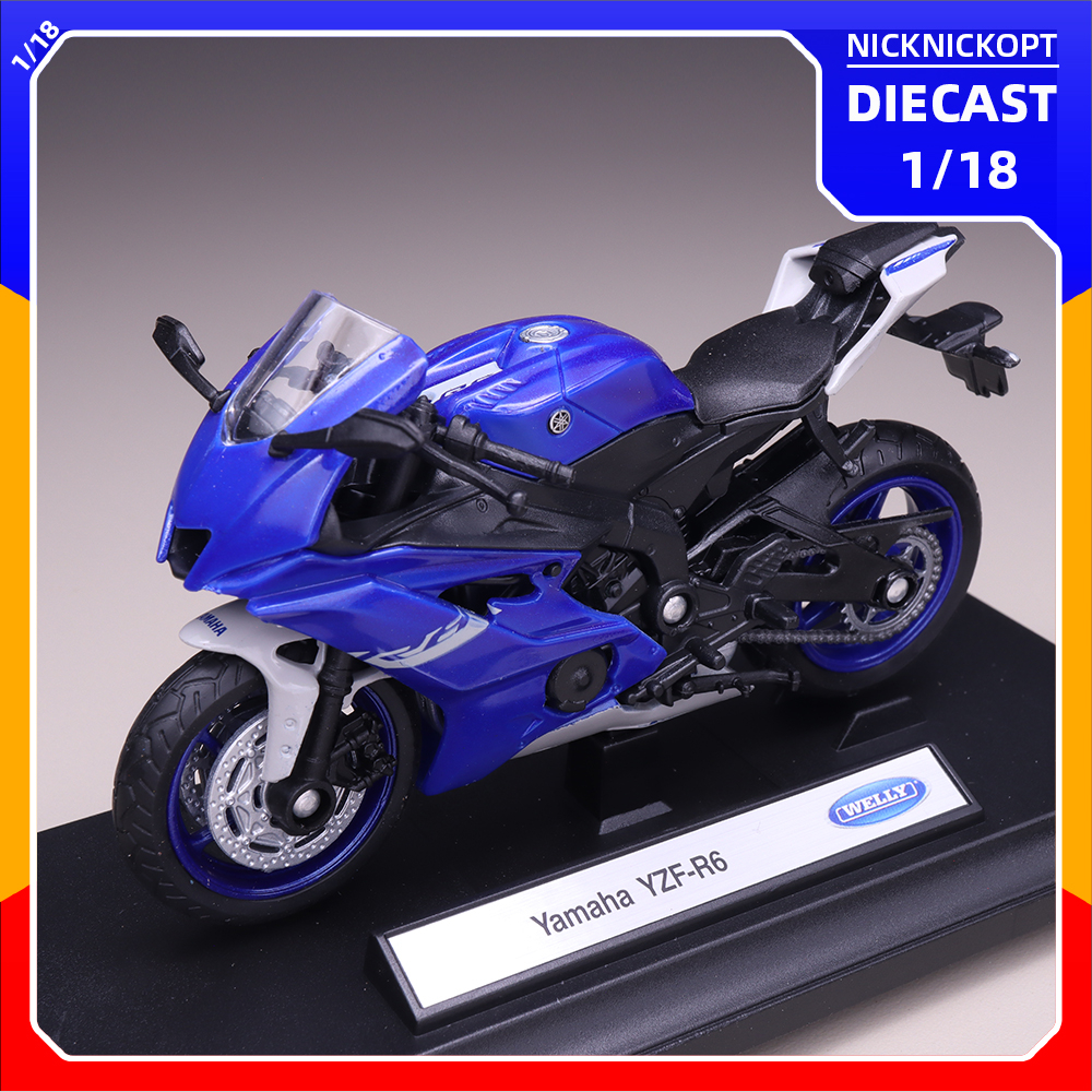 Jual Miniatur Motor Welly 2020 Yamaha YZF-R6 Skala 1:18 Diecast Mainan ...