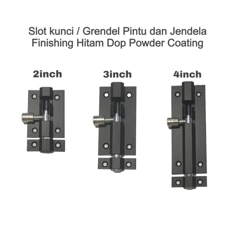 Jual Grendel slot jendela dan pintu hitam ukuran 4inch 3inch 2inch ...