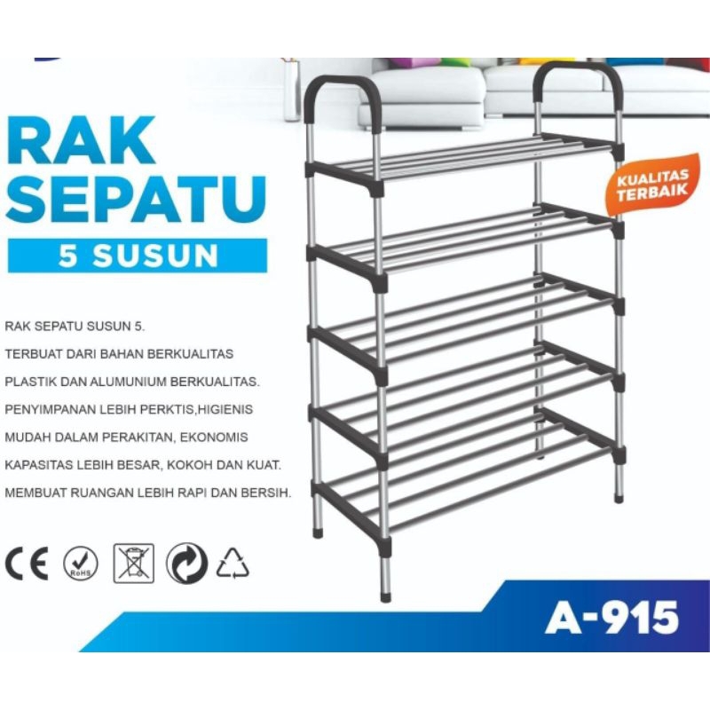 Jual RAK SEPATU STAINLESS STEEL SUSUN 5 | Shopee Indonesia