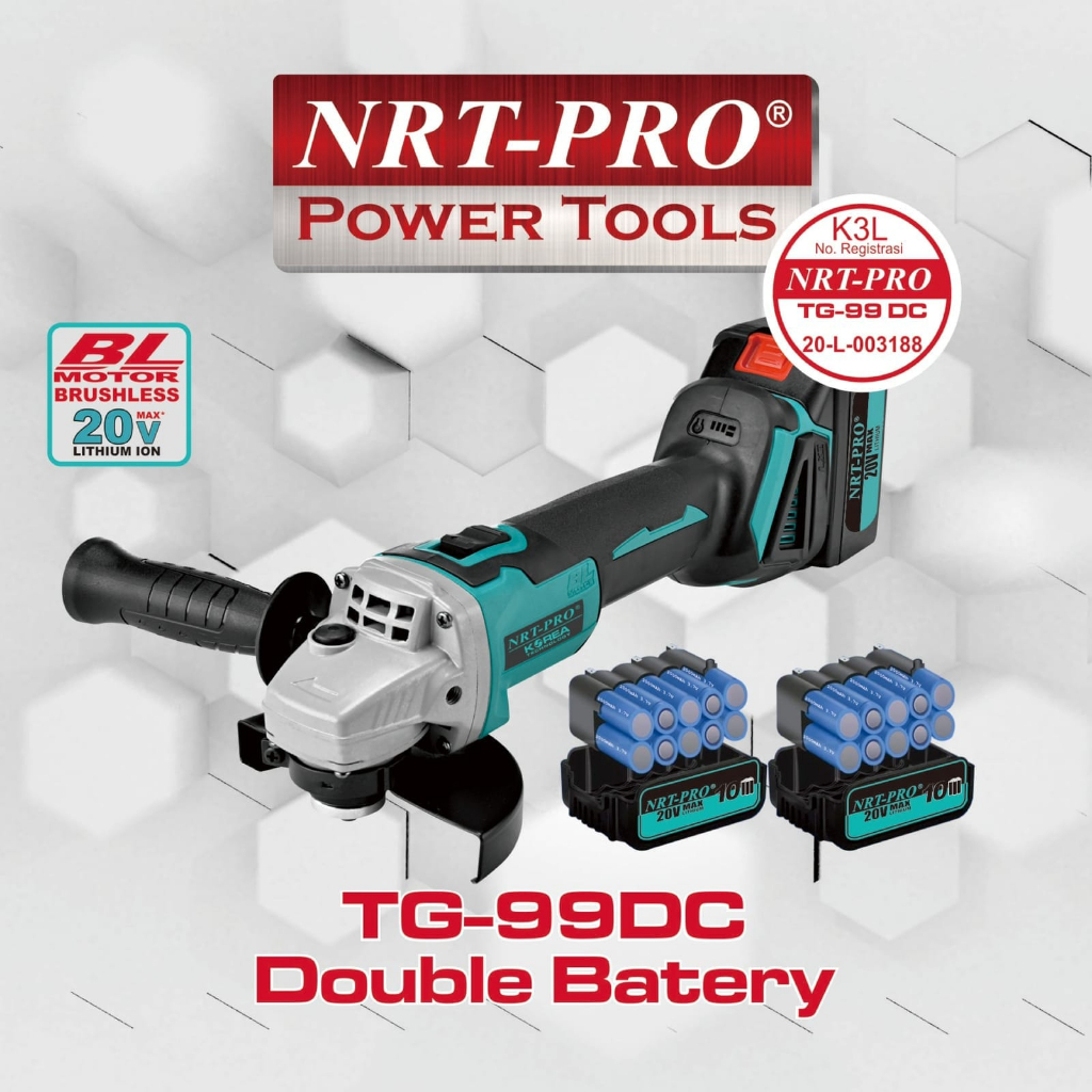 Jual Gerinda Tangan Baterai 4 Inch NRT PRO TG 99 DC Cordless Gerinda ...