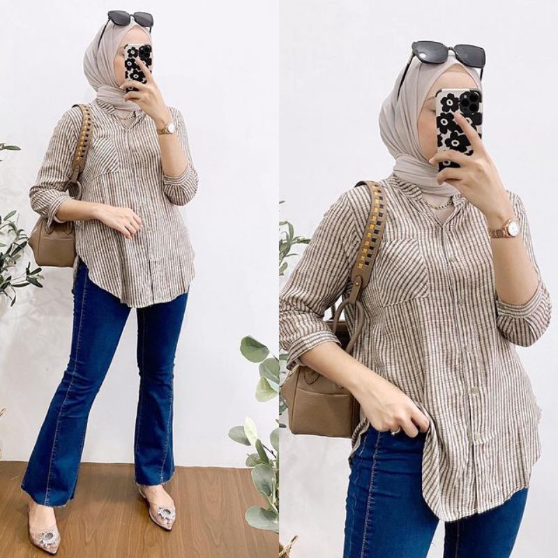 Jual Atasan Wanita Salur Bahan Rayon Premium/Blouse wanita Terbaru ...