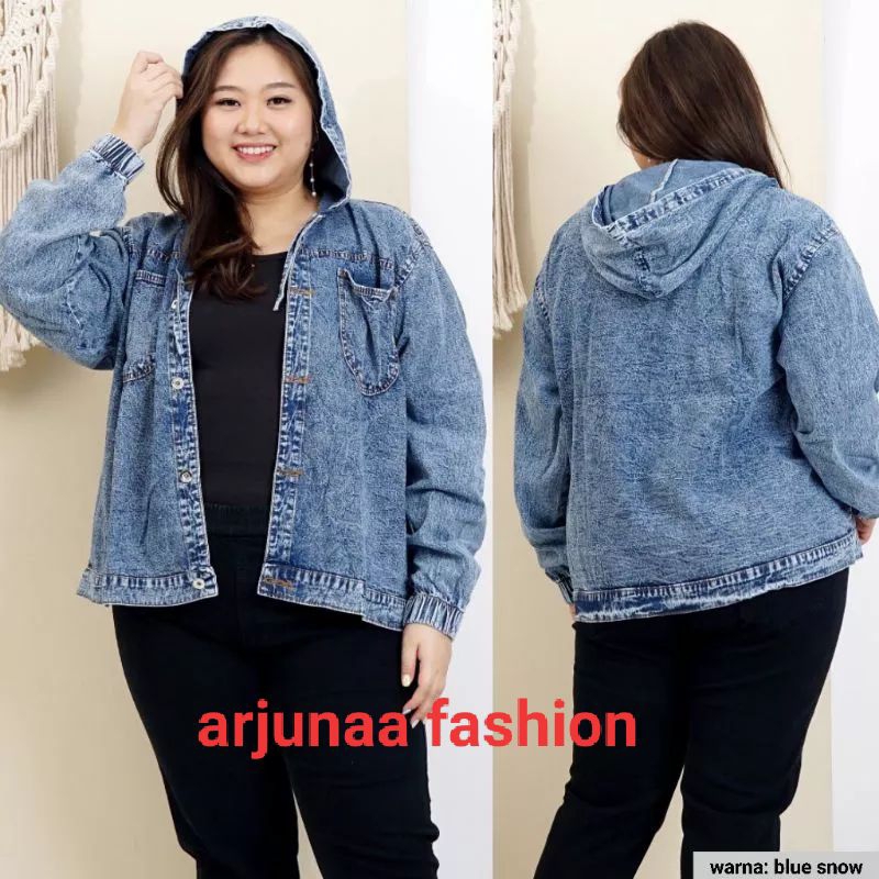 Jual HOODIE JEANS JACKET WANITA OVERSIZE JUMBO JAKET CEWEK KEKINIAN ...