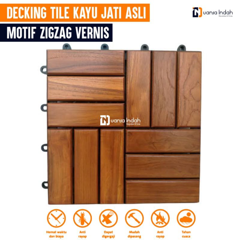 Jual DECKING TILE KAYU JATI ASLI MOTIF ZIGZAG FINISHING | Shopee Indonesia