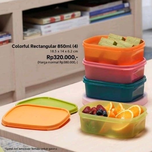 Jual original colorful Rectangular low 850ml | Shopee Indonesia