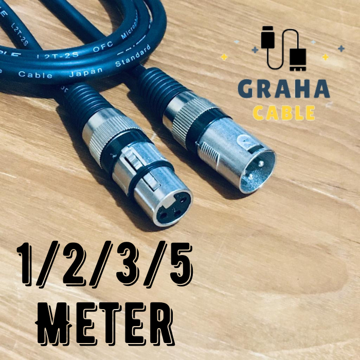 Jual Kabel Mic Audio XLR Canon Male to Canon Female 1/2/3/5 Meter ...