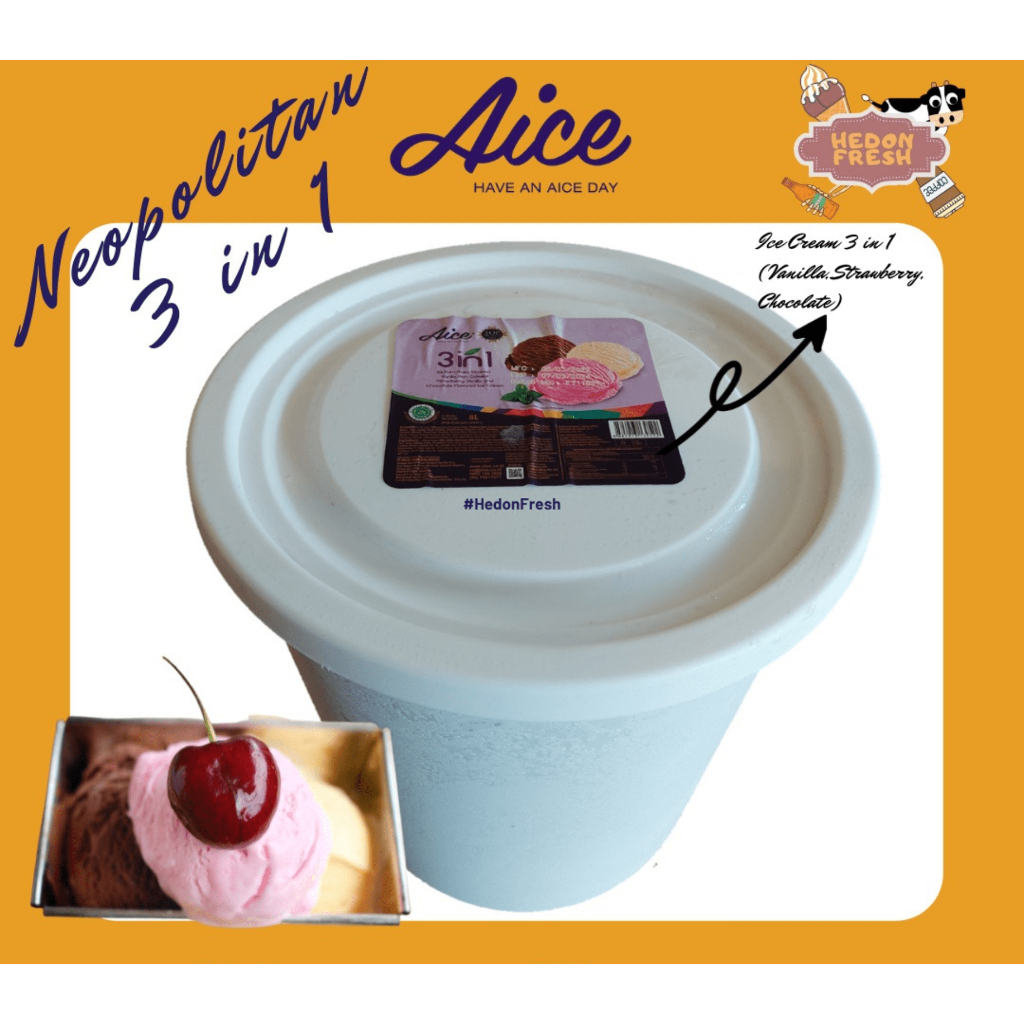 Jual Ice Cream Aice Neopolitan 3 in 1 (Vanilla, Strawberry dan ...