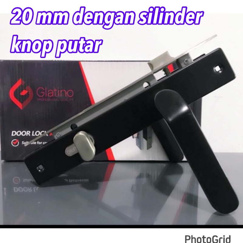 Jual kunci pintu alumunium 20 mm + silinder putar knob knop Paket ...