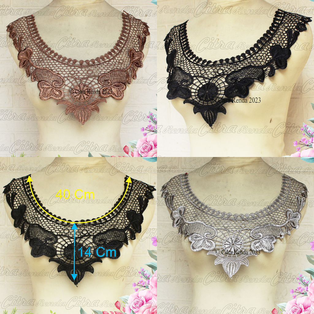 Jual (Per Pcs) AP536 Aplikasi Kerah Bordir Patch Leher / Renda Leher ...