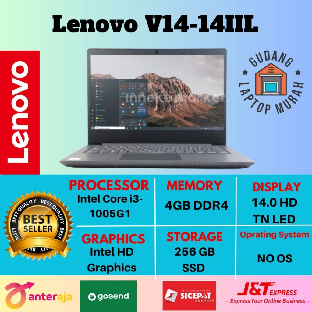 Jual Laptop Lenovo V14-14IIL | core i3/4GB/SSD 256GB/14"/DOS | Shopee ...